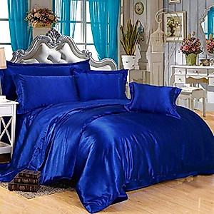 Cotton Home Depot Ultra Soft Luxurious Satin Silk Comforter- 1 Piece Comforter Bedding Set Royal Blue, Queen ( 88 x 88 ) Inches