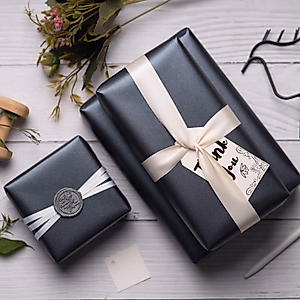 RUSPEPA Black Matte Wrapping Paper - Solid Color Pearly - lustre Paper Perfect for Wedding, Birthday, Christmas, Baby Shower -17 Inches X 32.8 Feet