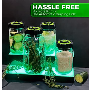 Burp Lids V2 Curing Lid - Automatic Burping - Built-In Extraction Pump - Vacuum Sealed for Successful Cure - Extend Product Shelf Life - Fits All Wide Mouth Mason Jar