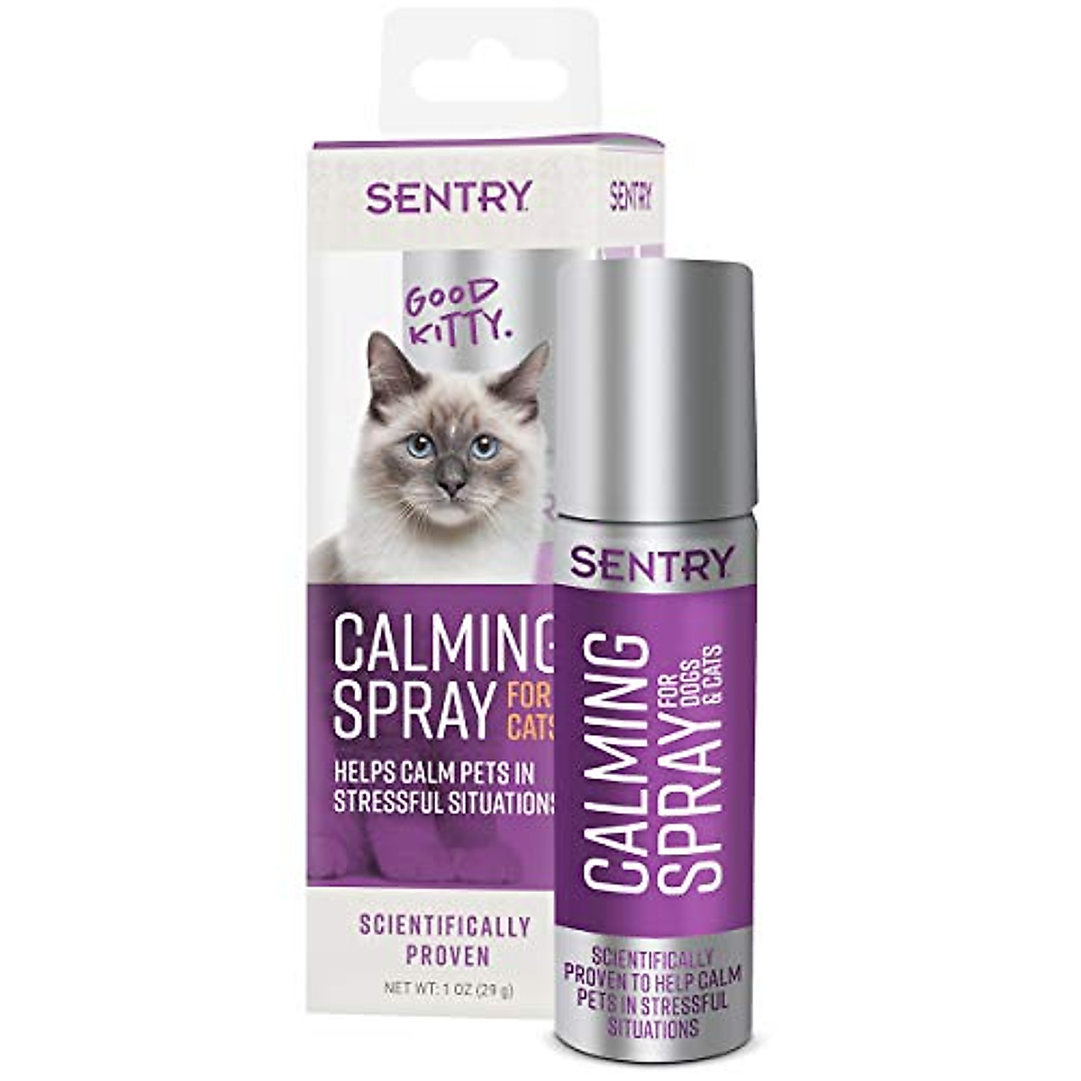 SENTRY PET Care Sentry Calming Spray for Cats, Uses Pheromones to Reduce Stress, Easy Spray Application, Helps Cats with Separation, Travel, Loud Noises, and Anxiety, Packaging May Vary