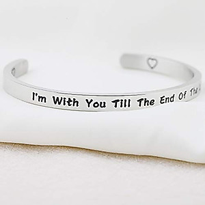 FUTOP I’m with You Till The End of The Line Cuff Bracelet Gift for Boyfriends, Girlfriends Mother Gift From Daughter, Son (line cuff)