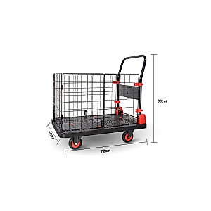 Folding Platform Carts with Wheels,Folding Mesh Cage cart with Detachable Collapsible Fence,Portable Handling Platform Dolly Cart for Luggage,Material Transport Truck ,Load 330LB