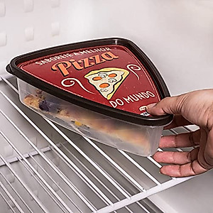 Pizza Slice Container Storage with Lids. Tray, Holder and Saver. 6 Plastic Packs to go. The Best Idea to Serve Pizza to Your Kids.