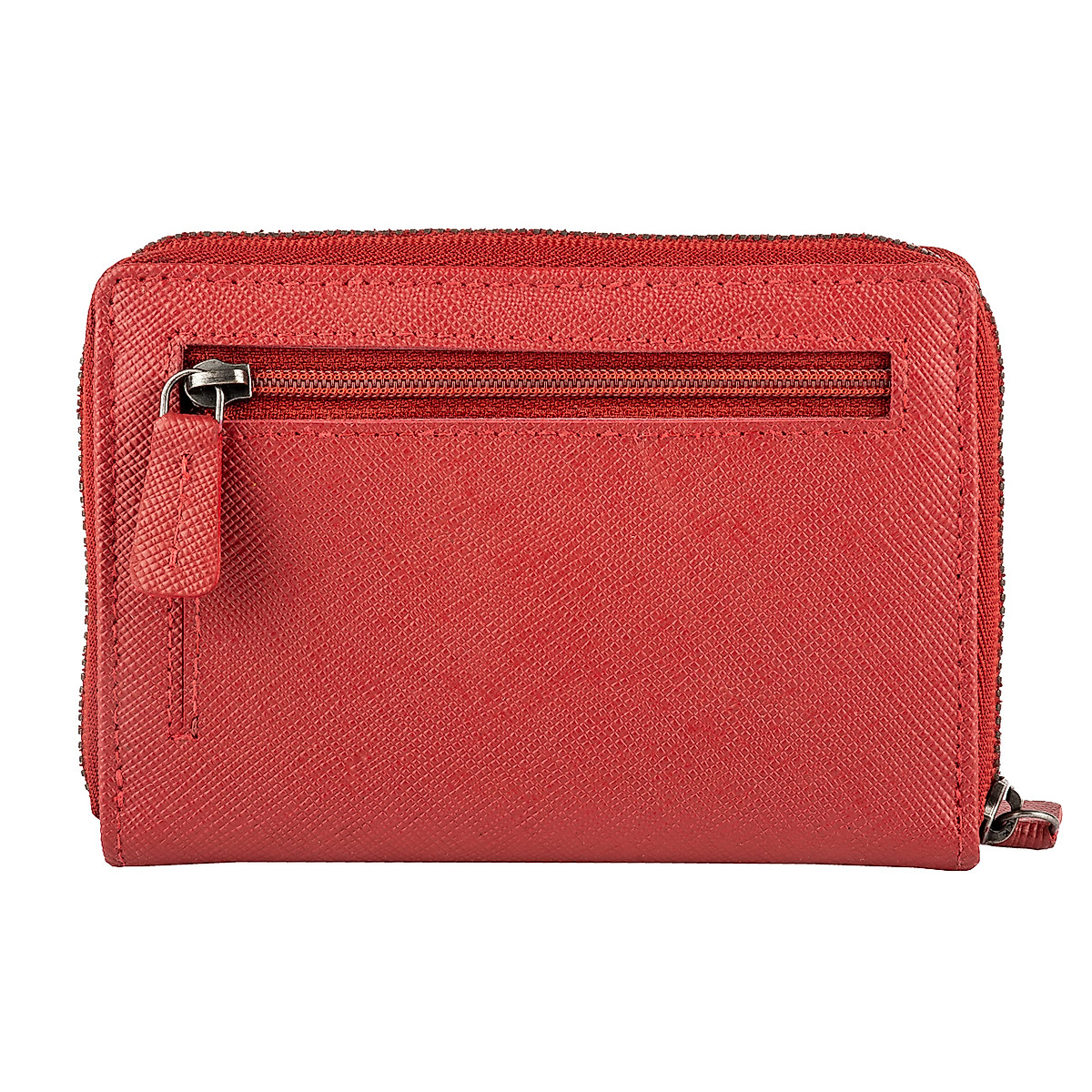 Zinda Genuine Leathers Women’s Wallet Mini Purse Zip Around RFID Protection (Red)