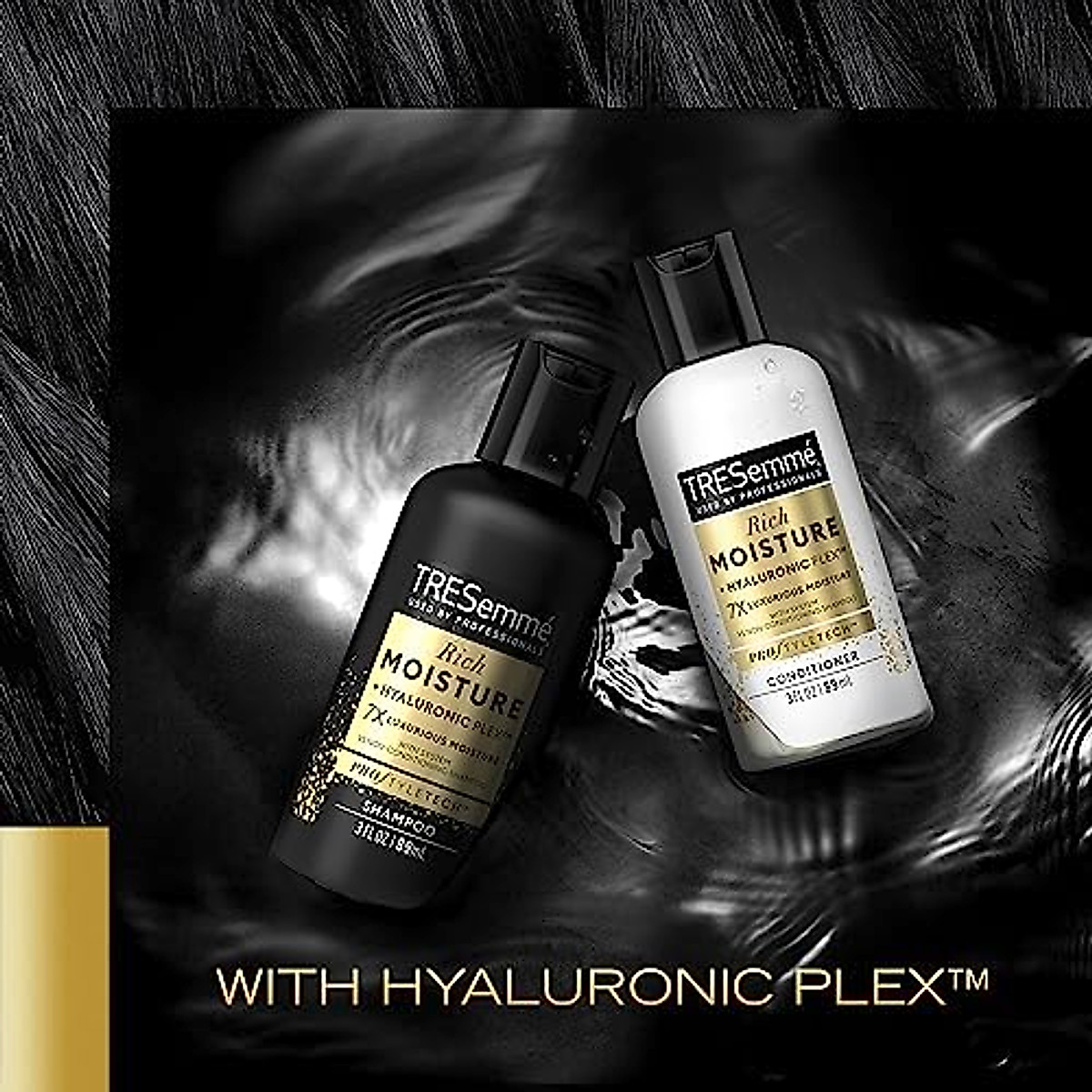 TRESemme Shampoo Moisture Rich - Rich Moisture + Hyaluronic Acid, Shampoo for Men and Women, Moisture Shampoo for Dry Hair, Travel-Size Shampoo, Hair Care Products for Women/Men, 3 Oz (Pack of 6)