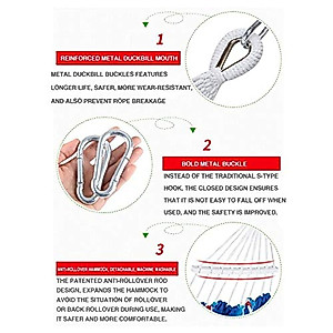 Double Brazilian Hammock 2 Person Canvas Cotton Fabric Hammock with Trees Strap for Patio Garden Balcony Porch Backyard Outdoor and Indoor