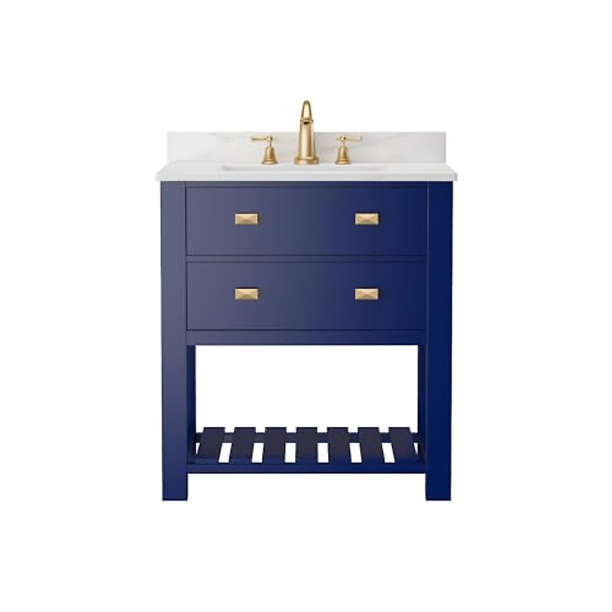 PULLAFUN Vanity Sink Combo Featuring a Marble Countertop, Bathroom Sink Cabinet and Home Decor Bathroom Vanities, Blue, 30 inch Vanity with Sink