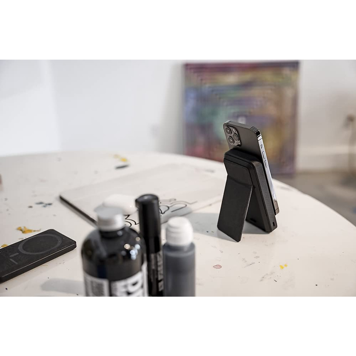 mophie Snap+ Powerstation Wireless Stand - Black - Compatible with MagSafe Enabled iPhones or Any Qi-Enabled Smartphones, Including Apple, Samsung, or Google Phones