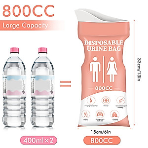 DIBBATU Disposable Urinal Bag,12 PCS 800ML Emergency Urine Bag, Unisex Urinal Bag, Portable Camping Pee Bag, Travel Urine Bags Vomit Bag for Traffic Jams, Camping, Hiking, Pregnant, Patient, Kid
