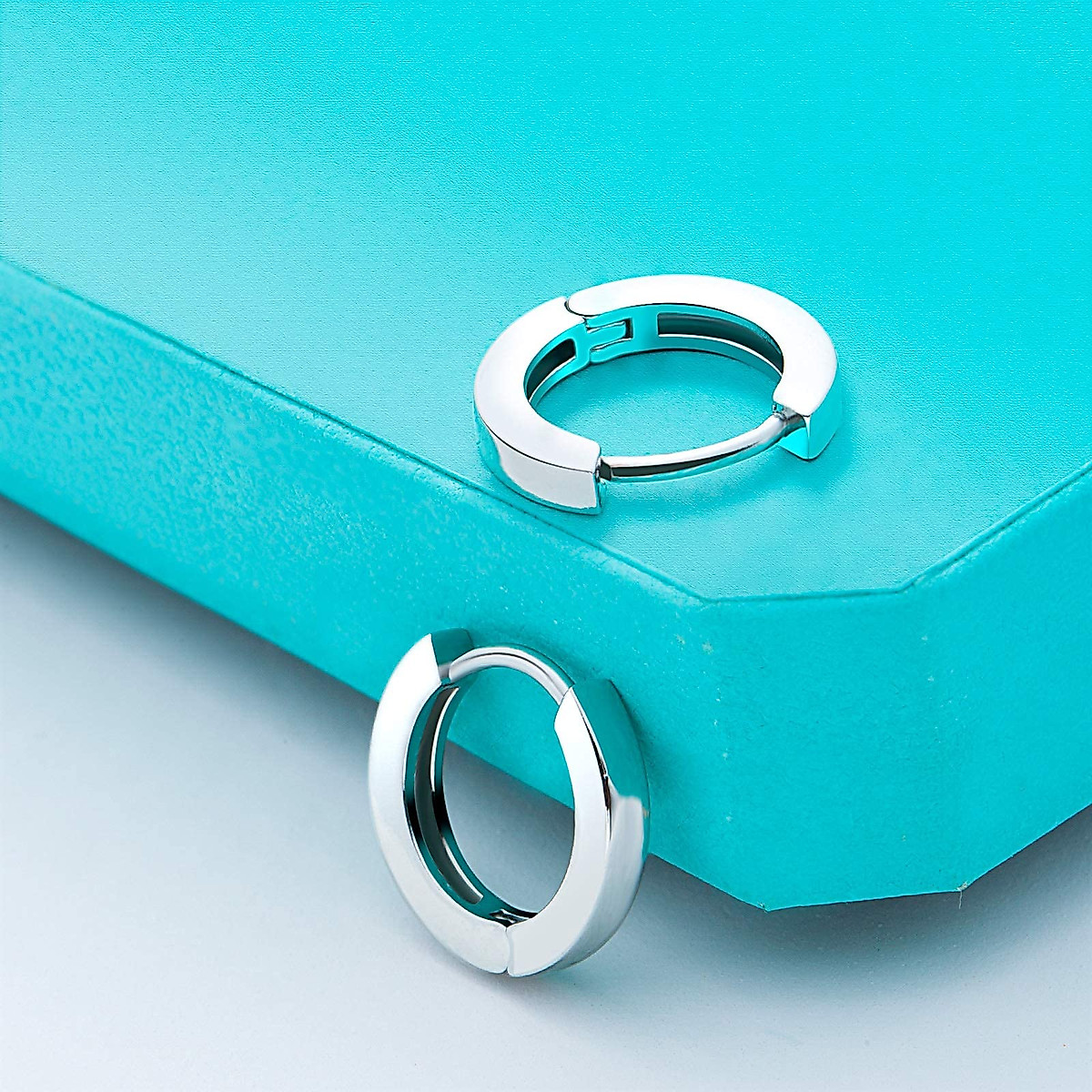 Small Silver Hoop Earrings for Women : 14k White Gold Plated Hypoallergenic Tiny Cartilage Huggie Girls Ear Jewelry