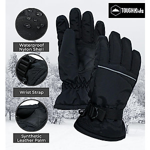 Tough Outdoors Kids Snow Gloves - Kids Ski Gloves & Snowboarding Gloves - Kids Winter Gloves & Toddler Snow Gloves - Kids Waterproof Gloves - Girls Boys Winter Gloves - Insulated Waterproof Gloves