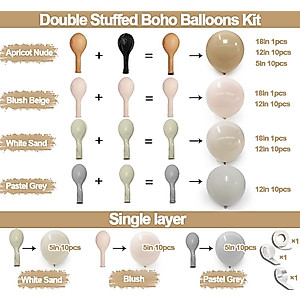 Neutral Balloon Boho Nude Double Stuffed Beige Cream Tan Balloons Balloon Garland Blush Ivory White Sand Balloon Arch Kit for Baby Shower Gender Reveal Bridal Shower Birthday Wedding Party Decorations