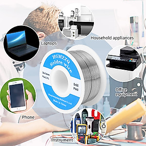 HGMZZQ 60/40 Tin Lead Solder Wire with Rosin for Electrical Soldering 0.023 inch-0.22lbs(0.6mm-100g)
