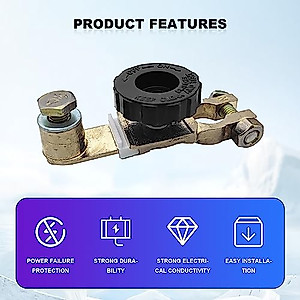 Quick Disconnect Battery Cut Off Switch Top Post Battery Disconnect Switch Pure Copper Power Off Switch Car Battery Connector (Black)