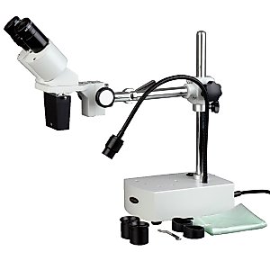 AmScope SE400-Y Professional Binocular Stereo Microscope, WF10x and WF15x Eyepieces, 10X and 15X Magnification, 1X Objective, LED Lighting, Boom-Arm Stand, 110V-120V