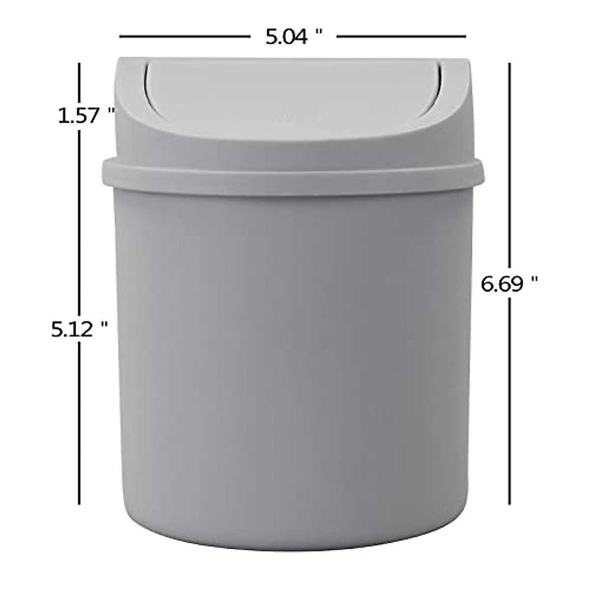 Dehouse 0.5 Gallon Tiny Swing Top Trash Can, Mini Desktop Garbage Bin, Gray