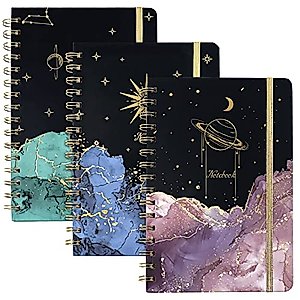 EOOUT 3 Pack Spiral Notebook Journals for Women College Ruled Notebook, 6"x 8.5", 160 Pages, Back Pocket, for Gifts, Office, School Supplies