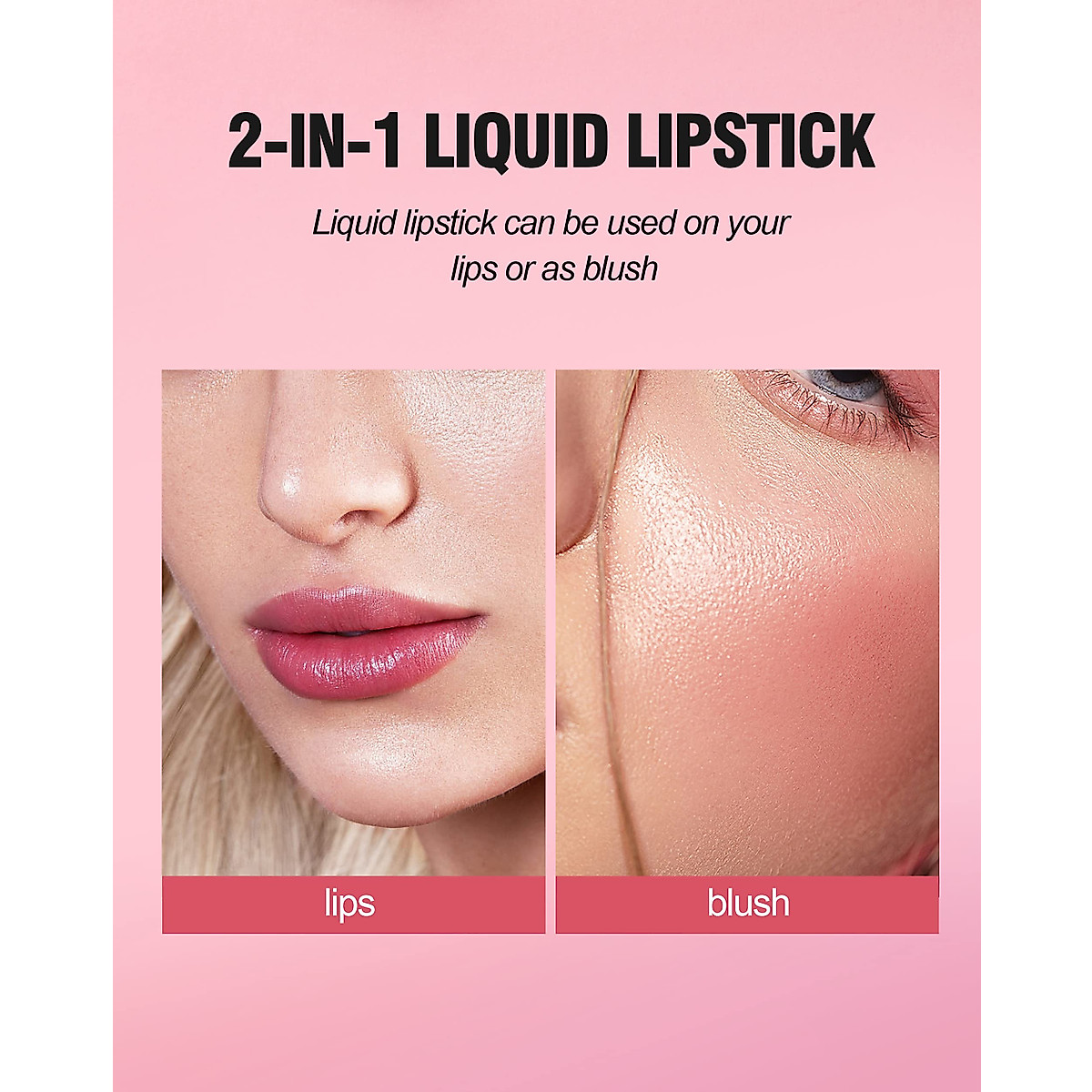Easilydays Lip & Cheek Stain, 2 In 1 Blusher & Lip Water Tint Makeup, Matte Velvet Watery Tint Lip Gloss, Waterproof Long Lasting Lip Stains, Vivid Color Lip Stain Moisturizing Lightweight Lip Glaze for Women Pink Makeup (#01)