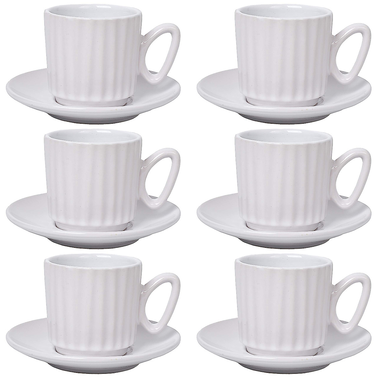 Bruntmor Christmas Gift Choice: Espresso Cups And Saucers Set Of 4. Small 4 Ounce Stackable Espresso Cups With Rack. Stacking Espresso Coffee Cup Of 4. Matte Black/Colored Interior, 4 Oz