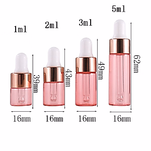 30 Pack Set, Pink Glass Dropper Bottles Essential Oils Dropper Bottles Mini Sample Bottles DIY Perfume Cosmetic Containers Glass Vials With Glass Eye Dropper (3ml)