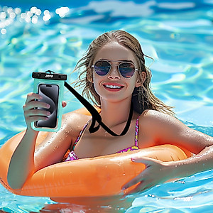 JOTO IPX8 Waterproof Phone Pouch Case, Underwater Dry Bag for Phone Protector for iPhone 15 14 13 12 11 Pro Max, Galaxy S24 S23 S22 Ultra Pixel to 7" Cruise Vacation Essential -2 Pack, Green