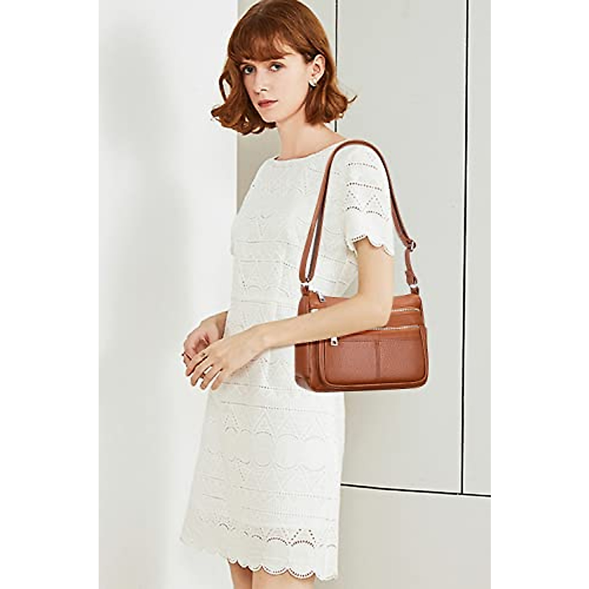 Over Earth Crossbody Bag for Women Soft Leather Purses and Handbags Multi Pockets Messenger Bag