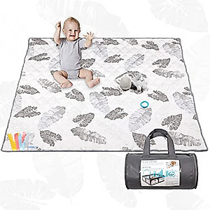 Baby Play Mat,Play Mat for Baby,Foldable Crawling Mat for Floor,Fabric Baby Playpen Mat,Tummy Time Mat for Newborn,Non-Slip Kids Play Mat for Playpen,Play Yard Mat(Leaves-49x49inches)