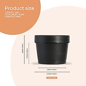LONGWAY 3.4oz/100ml Empty Leakproof Cosmetic Pot Jars，Wide-Mouth Plastic Mask Container with Dome Lids for Beauty Products, DIY Slime Making or Travel Storage MakeUp（Black）