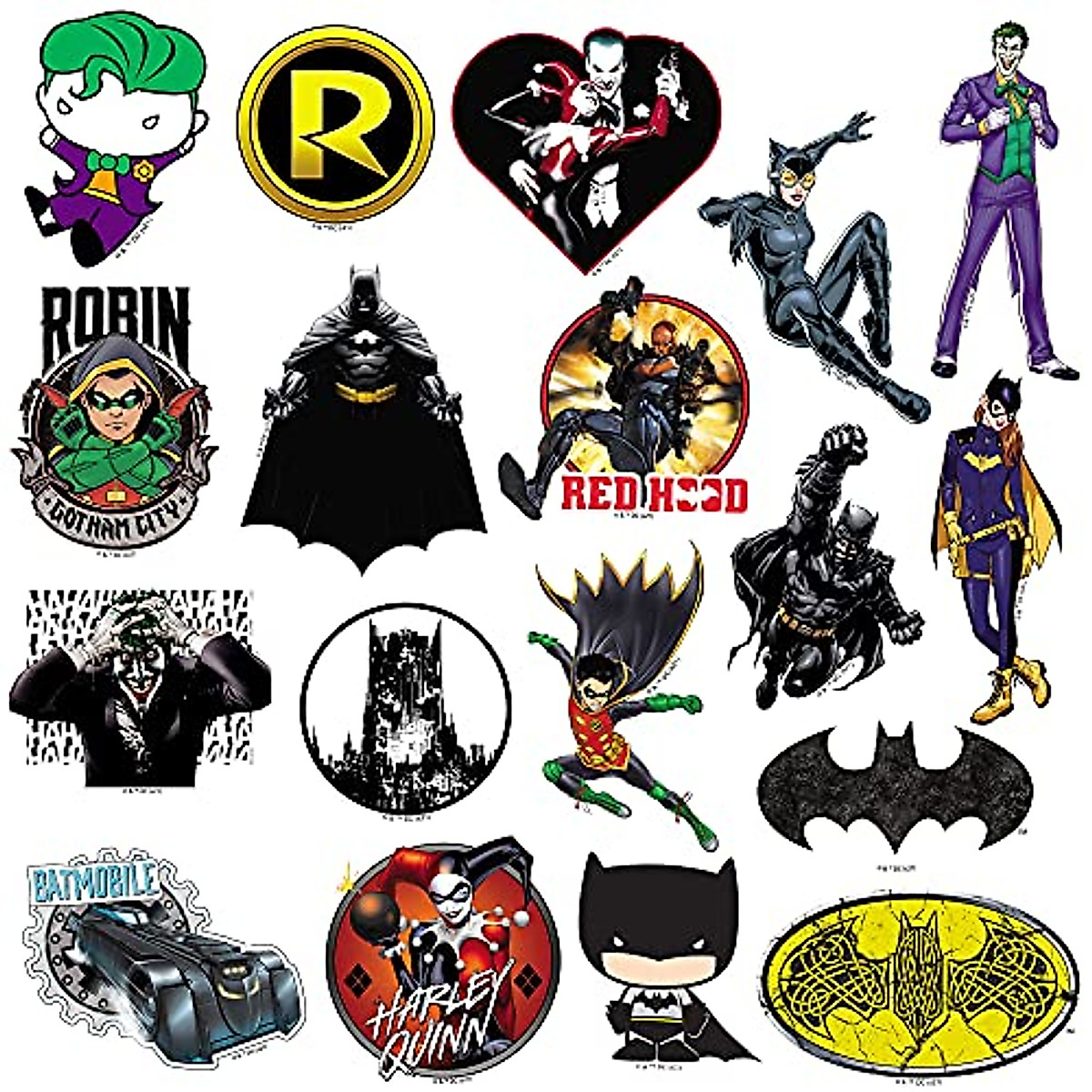 Batman Sticker Pack Die Cut Vinyl Large Deluxe Stickers Variety Pack - Laptop, Water Bottle, Scrapbooking, Tablet, Skateboard, Indoor/Outdoor - Set of 50