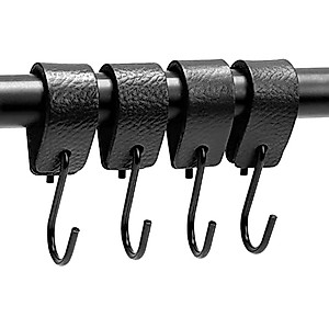 Brute Strength - Multifunctional Leather S-Hooks - Black - 2 Pieces - S Shaped Hooks - Coat Hook - Leather Hooks - Leather s Hooks - Black s Hooks - Kitchen Hooks