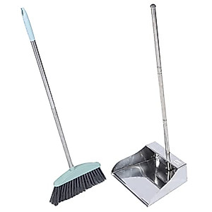 iplusmile 1 Set Garbage Shovel Sweeping Broom Dustpan Indoor Broom Dustpan Broom and Shovel Standing Dustpan Broom and Dustpan Kit Shop Broom Kitchen Broom Office Abs Bucket Stainless Steel