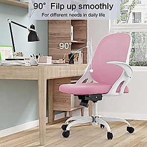 Home Office Chair Work Desk Chair Comfort Ergonomic Swivel Computer Chair, Breathable Mesh Desk Chair, Lumbar Support Task Chair with Wheels and Flip-up Arms and Adjustable Height