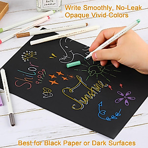 Sunshilor Metallic Markers Fine Point Metallic Marker Pens for Black Paper, Art Rock Painting, Easter Egg, Halloween Pumpkin, Card Making, Metal, Ceramics, Wine Glass, Set of 12