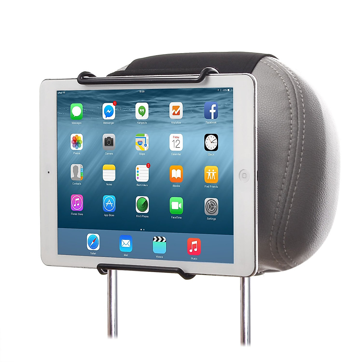 WANPOOL Universal Car Headrest Mount Holder with Angle-Adjustable Clamp - for Use with iPads, Galaxy Tablets and More