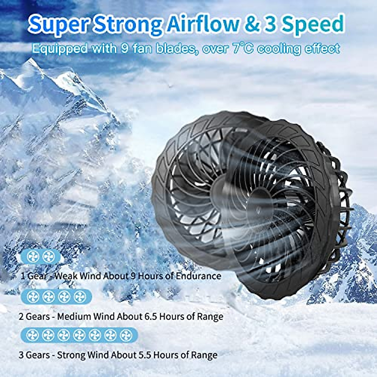 CXLiy Waist Clip Fan, Portable Personal Fan, Adjustable Waist Fan, Clamped At the Waist, with Strong Airflow, 3 Speed Hands-Free Waist Personal Fan for Working Hiking Fishing(No Built-in Power Supply)