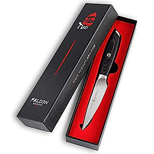 TUO Fruit Paring Knife, Peeling Knife 3.5 inch - German HC Steel - Full Tang Pakkawood Handle - Falcon Series with Gift Box