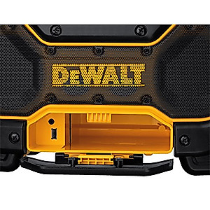 DEWALT 20V MAX Bluetooth Radio, 100 ft Range, Battery and AC Power Cord Included, Portable for Jobsites (DCR025)