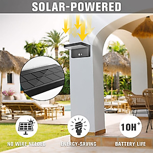 BRIMMEL Solar Wall Lights Outdoor 2 Packs, 3 Light Modes, Motion Sensor Solar Sconce, Dusk to Dawn, 10 Hours Battery Life, Super Bright Solar Address Light for Fence Patio Porch, Aluminum, Black