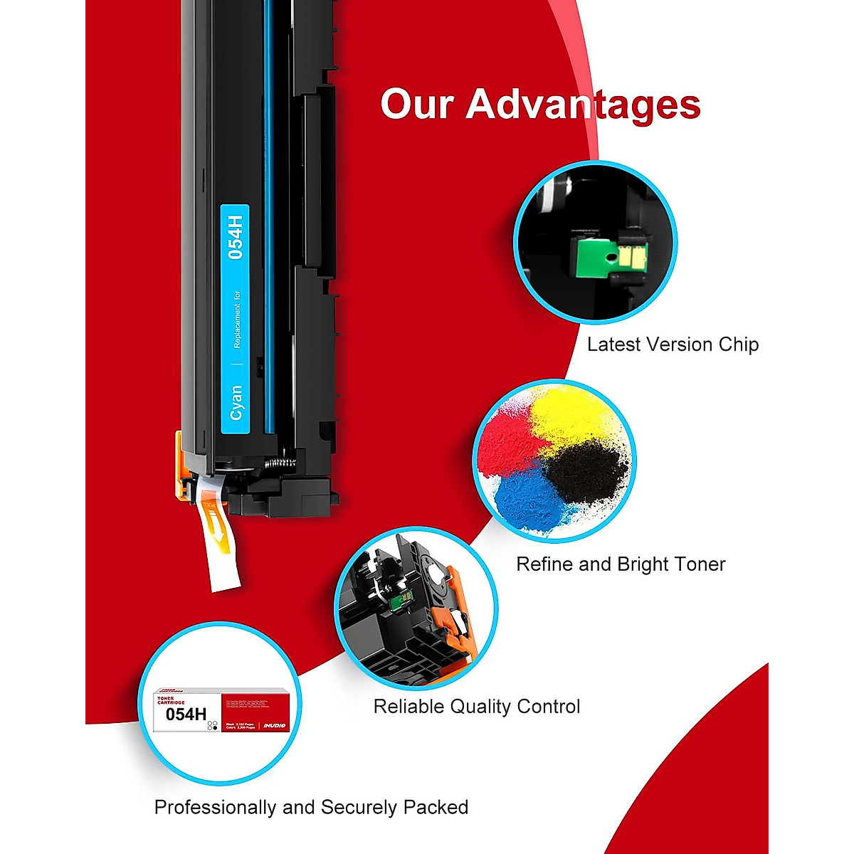 054 054H Compatible Toner Cartridge Replacement for Canon 054 054H CRG-054 for Canon Color ImageClass MF644Cdw MF642Cdw LBP622Cdw MF640C LBP620 MF643Cdw Printer (1 Black 1 Cyan 1 Magenta 1 Yellow)