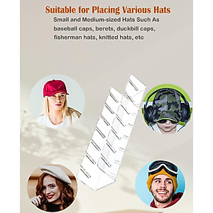 Newest Hat Organizer for Baseball Caps, 2Pcs Hat Racks, No Install Acrylic Hat Stand for 14 Baseball Caps for Bedroom, Closet, Dresser, Hat Holder Display and Organizer for Berets, Duckbill Caps, Etc