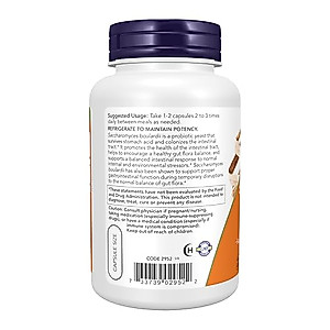 NOW Supplements, Saccharomyces Boulardii, 5 Billion CFU Probiotic, 120 Veg Capsules