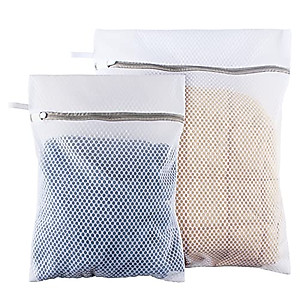 Honeycomb Lingerie Bags with Hanging Loop- 2Pack+Mesh Laundry Bags for Delicates with Non Rust Zipper(10 Pack)