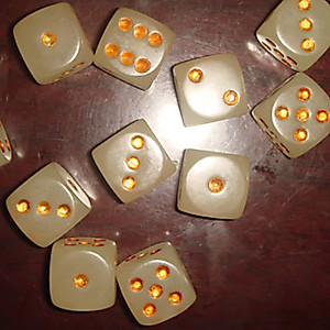 Crystals and Healing Stones Natural Yellow Gemstone Dice Gold Point Fluorescence Dices Puzzle Game 6 Faceted Dice DIY Accessory 10pcs