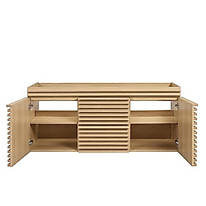 Modway Render 48" Double Sink Compatible (Not Included) Bathroom Vanity Cabinet in Oak