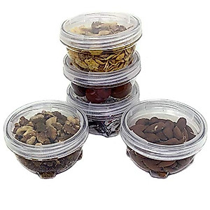 PAYLAK Storage Containers Clear Stackable Interlocking Detachable with Lid 5 for Beads Food Jewelry Coins Medicine Screws Nuts - 3 1/2" Round