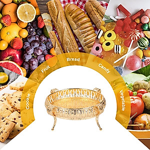Metal Fruit Tray, Zinc Alloy Table Centerpiece Food Stand Dessert Storage Plate Holder Snack Bread Candy Storage Dish for Party Kitchen Countertop Decorative