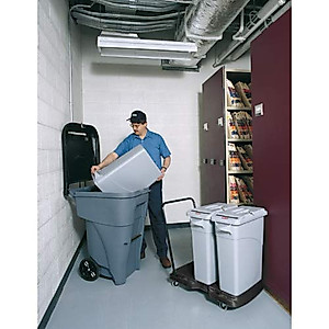 Rubbermaid Commercial Products Brute Rollout Trash/Garbage Can/Bin with Wheels, 95 GAL, for Restaurants/Hospitals/Offices/Back of House/Warehouses/Home, Gray (FG9W2200GRAY)