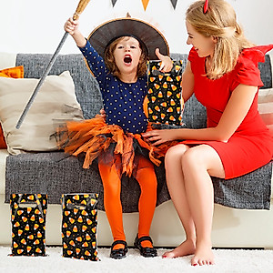 Whaline 72Pcs Halloween Trick or Treat Bags Halloween Party Favor Candy Bags Corn Treat Bags Plastic Goodie Candy Bags Gift Wrap Bags for Halloween Trick-or-Treating Event Party Supplies