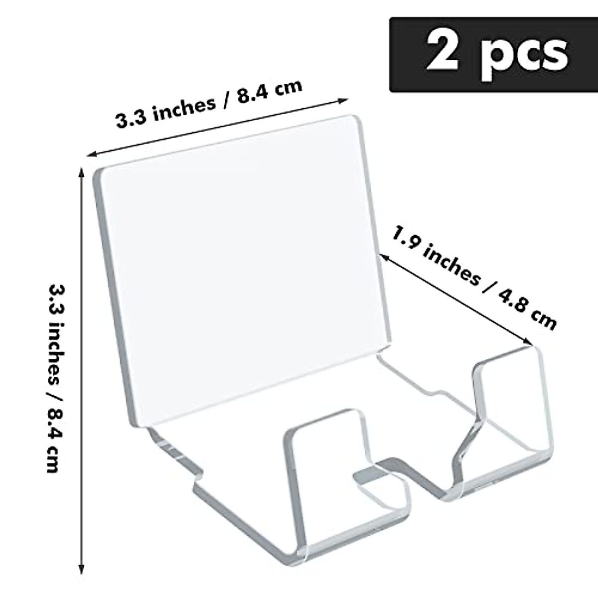 Kamehame 2 Pack Wall Mount Phone Holder Adhesive Cell Phone Charging Stand Smartphone Storage Organizer Bracket for Home Office Compatible with All Phone, Silky White & Clear