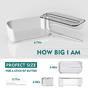 Butter Dish with Lid and Knife,Butter Container with 180° Rotating Sealing Flip-Top,Butter Keeper for Countertop or Fridge,Plastic Butter Holder Container, BPA-Free, Freezer Safe, Hand Wash (White)